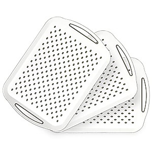 17.7" x 12.5" Anti-Slip Serving Trays with Handles, 3 Pcs X-Large Rectangular Food Serving Tray for Lap, Reusable and Durable Breakfast Tray, White