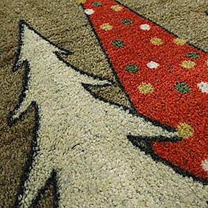 Mohawk Home Machine Washable Christmas Kitchen Mat, Wooden Holiday Trees Multi (2' 6" x 4' 2")