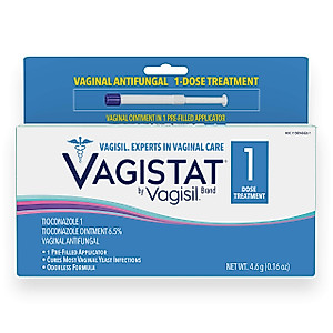 Vagistat 1 Day Single-Dose Yeast Infection Treatment for Women, Antifungal Ointment Helps Relieve External Itching and Irritation, 1 Pre-Filled No Touch Vaginal Applicator, by Vagisil (Pack of 1)