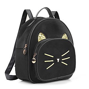 XMRSOY Teen Girls Cute Cat Velvet Backpack Daypack Portable Shoulder Bag,Small