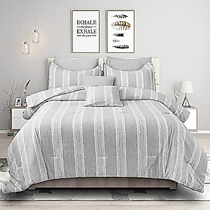 Nelaukoko Twin XL Comforter Set, 68x102 Inches Twin Extra Long Cationic Dyeing Striped Down Alternative Comforter, Single XL Reversible Beding Comforter and 1 Standard Size Pillow Sham