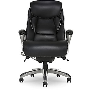 Serta Executive Office Smart Layers Technology Leather and Mesh Ergonomic Computer Chair with Contoured Lumbar and ComfortCoils, Black & White