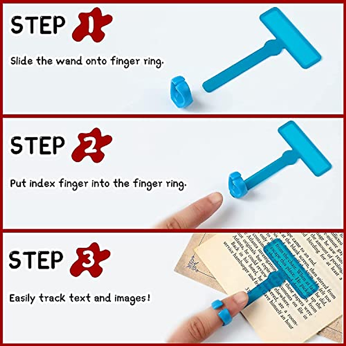 QONIA 25 Pieces Dyslexia Strips Guide Strips Animal Bookmarks Finger Tracking Rulers