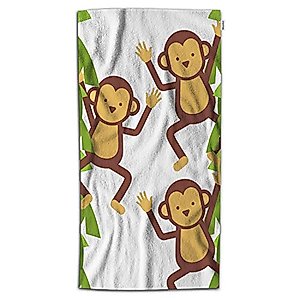 Moslion Monkey Bath Towel 32x64 Inch Cute Animal Monkeys Banana Trees Zoo Towel Soft Microfiber Hand Beach Towel for Women Men Bathroom