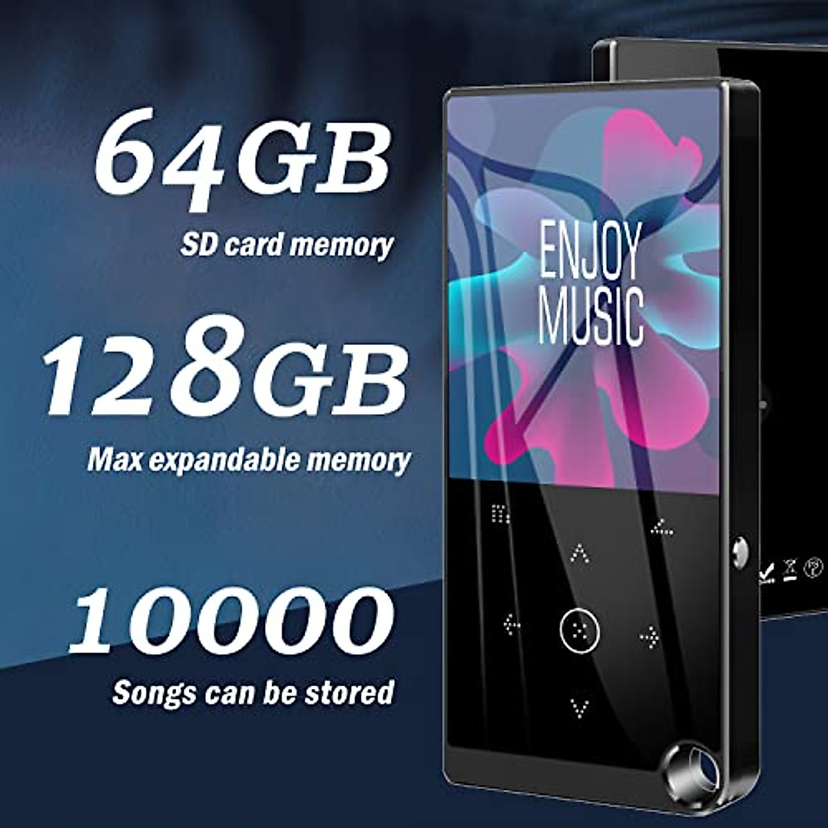 64GB MP3 Player with Bluetooth, Sunoony Music Player with FM Radio, Built-in HD Speaker, HiFi Lossless Sound, TF Card, Earphone, Voice Recorder/Video/Photo Viewer/E-Book Player for Kids, Running, Gift