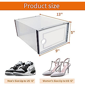 ikaufen 12 Pack Shoe Storage Box, Space Saving Shoe Boxes Clear Plastic Stackable Organizer with Lids for Closet, Foldable Sneaker Containers Bins Holders