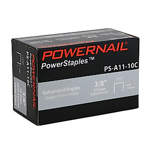 Powernail PSA1110C 20 Gauge 13/32 Inch Crown 3/8 Inch Length Chisel Point Collated Galvanized Staples, A11 / T50 Series (Box of 100,000)