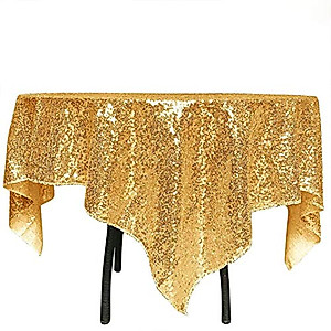 ShinyBeauty Sequin Tablecloth-Gold Sequin Table Overlay and Sequin Tablecloth/Linen for Wedding/Party/Event/Decoration-Gold (36inx36in) (Gold)