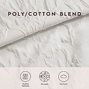 Laura Ashley Home- Queen Duvet Cover Set, Cotton Reversible Bedding with Matching Sham(s), Farmhouse Home Décor (Rowland Matelasse White, Queen)