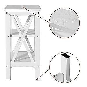 VECELO Modern X-Design Night Stand, Nightstands End Storage Versatile Shelf Side Table,Easy Assembly, Pearl White