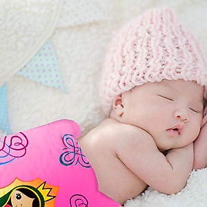 Linzy Plush Virgin Mary Our Lady of Virgen de Guadalupe Baby Double Blanket, Super Soft Baby Double Blanket (50x40 Inch), Pink, 62312