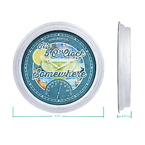 La Crosse 433-3841MV7T 15.75" Indoor/Outdoor Quartz Wall Clock w/Temp - It's 5 O'Clock Somewhere
