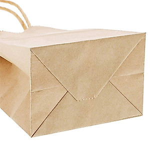 Juvale 50 Pack Small Brown Gift Bags with Handles, 3.5 x 2.4 x 6.3 Inch Bulk Kraft Paper Material Bags for Party Favors and Goodies