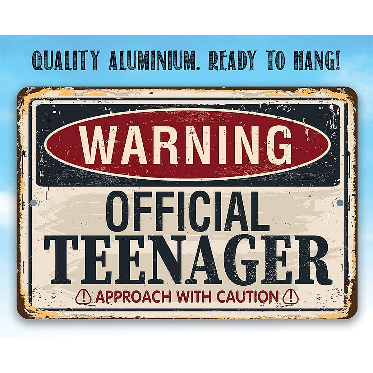 Metal Sign - Warning Official Teenager - Durable Metal Sign - Use Indoor/Outdoor - Funny Teen's Bedroom Decor and Birthday Gift Under $20 (8" x 12")