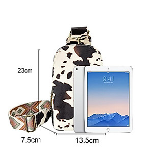 WeoTca Sling Bag for Women Crossbody Bags Multipurpose Chest Bags PU Leather Satchel（Cow pattern