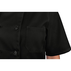Womens Black Classic Short Sleeve Chef Coat, 2XL
