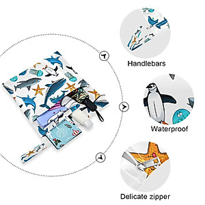 Kigai Sea Animals Waterproof Wet Dry Bag Reusable with Handle for Travel, Beach, Pool, Diapers, Toiletries 2Pcs