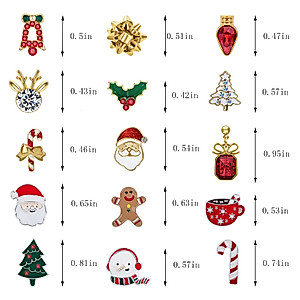 Christmas Earrings for Women,15 Pairs Hypoallergenic Santa Claus Candy Cane Snowman Christmas Tree Stud Holiday Earring Set Gift for Teen Girls Jewelry