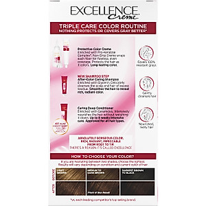 L'Oreal Paris Excellence Creme Permanent Triple Care Hair Color, 4G Dark Golden Brown, Gray Coverage For Up to 8 Weeks, All Hair Types, Pack of 1