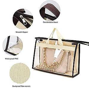 SZXFMY Handbag Organizer Dust Bags Transparent Hanging Purse Organizer Wallet Storage Bag 4pack for Hanging Closet with Handle and Zipper Handbag(4 Pack)