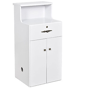Reception Area Counter Receptionist Desk Lobby Check-in Desk with LED Lights Valencia Side Storage in White