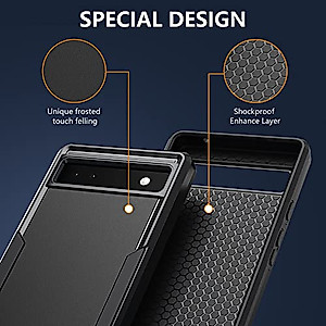 YEMODO Google Pixel 6A Case 6.1" 2022, [4 in 1] with Tempered Glass Screen Protector & Camera Lens Protector, Lightweight Slim Anti-Drop, Multi Layer Full Body Protective Cover for Men Women, Black