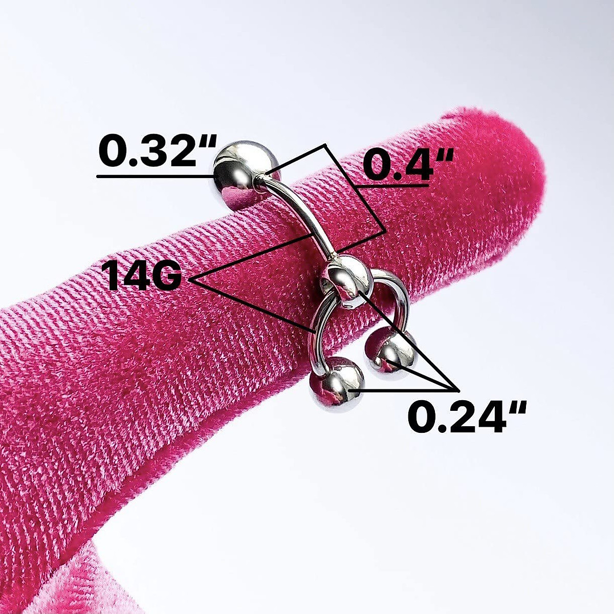 NAVIKO Vch Jewelry Hood Piercing Jewelry - Vch Piercing Jewelry For Women - Piercing Barbell Steel Piercing - 14 Gauge Curved Barbell (Horseshoe & 14g Curved Barbell Combo)