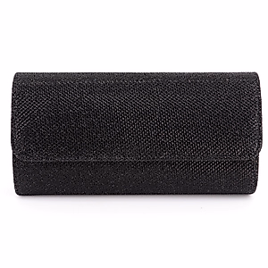 Naimo Flap Dazzling Small Clutch Bag Evening Bag With Detachable Chain (Black)