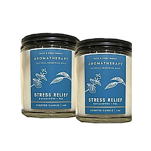 Bath and Body Works Aromatherapy Eucalyptus Tea (7oz/ 198 g) Single Wick Candle, Pack of 2