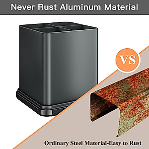 Utensil Holder, Paroson Aluminum Kitchen Utensil Holder with 4 Compartments,Silverware Holder Perfect for Kitchen Spatula Spoon,Cutlery,Utensil Organize（Dark Grey）