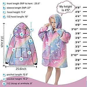 MeMoreCool Wearable Blanket Kids Blanket Hoodie, Hooded Blanket Kids Comfy Blanket Sweatshirt, Toddler Blanket with Hood