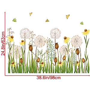 Amaonm Removable 3D Waterproof Green Plants Grass and Dandelion Wall Decals DIY Peel and Stick Decor Wall Sticker for Kids Girls Baby Bedroom Living Room Kindergarten Nursery Classroom Decoration (B)