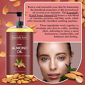 Essentially KateS Sweet Almond Oil 16 oz - 100% Pure and Natural and Cold Pressed