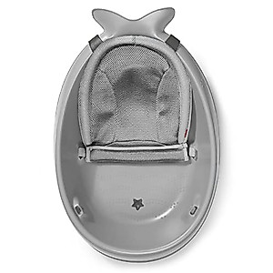 Skip Hop Baby Bath Tub, 3-Stage Smart Sling Tub, Moby, Grey