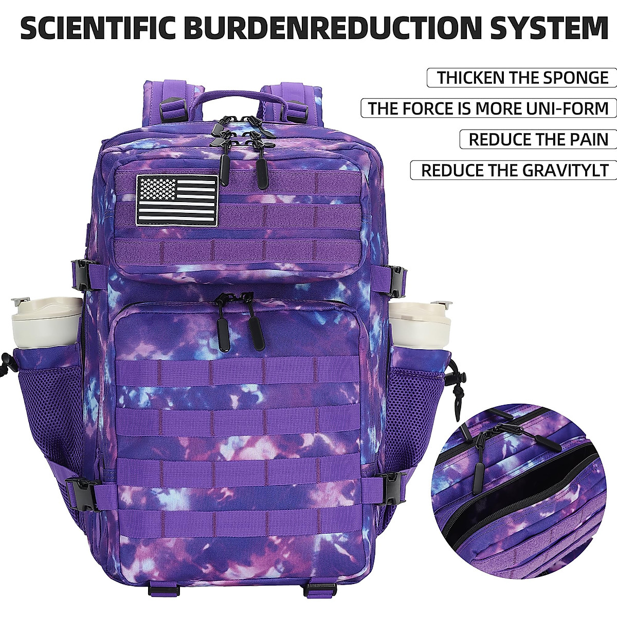 KXBUNQD Casual Daypack Lightweight School Bag for Men Women Travel Rucksack Large Outdoor Waterproof BackPack with Molle System