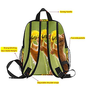 ZGONOHYE Girls Cute Mini Backpack Funny Squirrel Smelling Flowers Small Backpack School Bag Lightweight Preschool Backpacks Fashion Backpack Purse for Women Travel Bag Daypack for Girls Boys