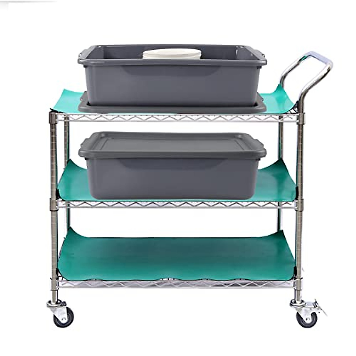 Doryh 13 L Gray Commercial Bus Box Tubs with Lids, 4-Pack Plastic Utility Bus Box