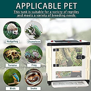 crapelles [Large Reptile Tank], Pet Cage Terrarium with Glass Window, Front Opening Door with Top Screen Ventilation, Reptile Terrarium Habitat for Reptiles Amphibian 15.7" x 15.7" x 15.7"(Knock-Down)