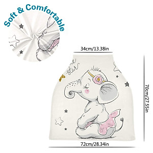 MNSRUU Car Seat Covers for Babies Infant Nursing Breastfeeding Canopy Cute Elephant Ballerina Stretchy Breathable Full Coverage for Boys Girls Shower Gifts