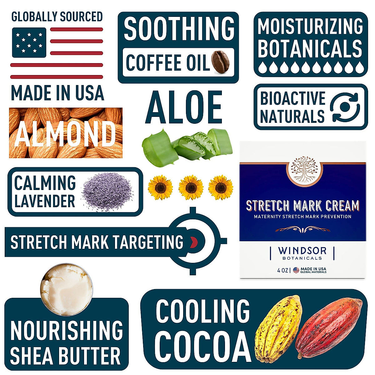 Pregnancy Stretch Mark Prevention Cream - Moisturizing Belly Stretch Mark Cream Remover Rich in High-Potency Cocoa, Aloe, Shea Butter - Hypoallergenic Nourishing Pregnancy Must Have Skin Care - 4oz