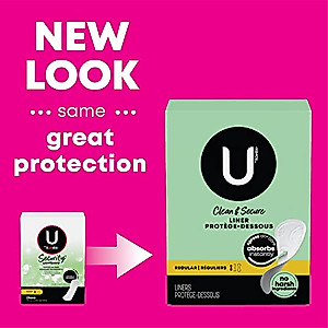 U by Kotex Clean & Secure Panty Liners, Light Absorbency, Regular Length, 516 Count (4 Packs of 129)