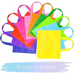 GITMIWS 30 Pack Non Woven Party Favor Bags, 9.8'' Small Reusable Kids Tote Bags with Handles, Rainbow Party Favor Goodie Bags for Kids Birthday
