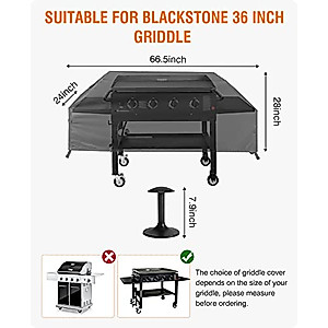 Homenote 36 inch Griddle Cover for Blackstone with Hood and Stand, Heavy Duty Grill Cover Waterproof Windproof Weather Resistant with Support Pole for Outdoor Grilling Camping Gas Grill Griddle 