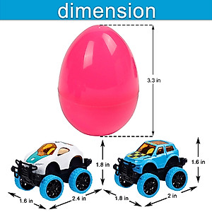 WATERGLIDE Set of 12 Pull Back Cars for 3-6 Year Old Boys, Easter Eggs Filled with Pullback Monster Vehicles Toys, Easter Egg Hunt, Basket Stuffers Filler, Party Favor Easter Gifts for Boys Age 3-6