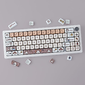 TYRIXKI PBT Keycaps 143 Keys Cute Keycaps Dye-Sublimation Kitty-cat Keycaps Set MOA Profile Custom Keycaps for Cherry Gateron MX Swithes Mechanical Keyboards