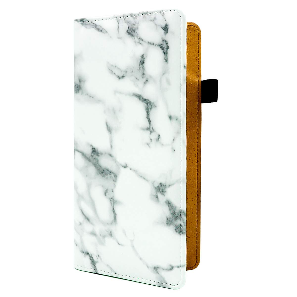 menesia Checkbook Cover for Men & Women RFID Leather Check Book Holder Wallet(White Marble)