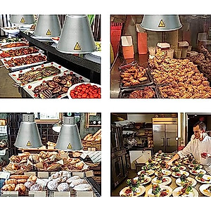 LINKANRUO Adjustable Heat Lamp for Parties Buffets, Food Heat Lamp Kitchen Lights Buffet Server Food Warmer Metal Chandelier, for Parties Buffet Restaurant, Keep Food and Dishes Warmer Lamps