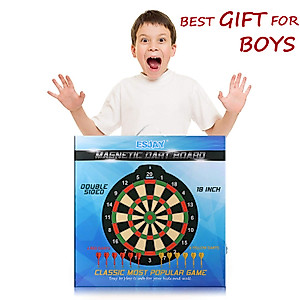 18 inch Magnetic Dart Board Set for Kids, Indoor Outdoor Game Dart Game with 12 Darts, Dartboard Toys Gifts for 6 7 8 9 10 11 12 Year Old Boys