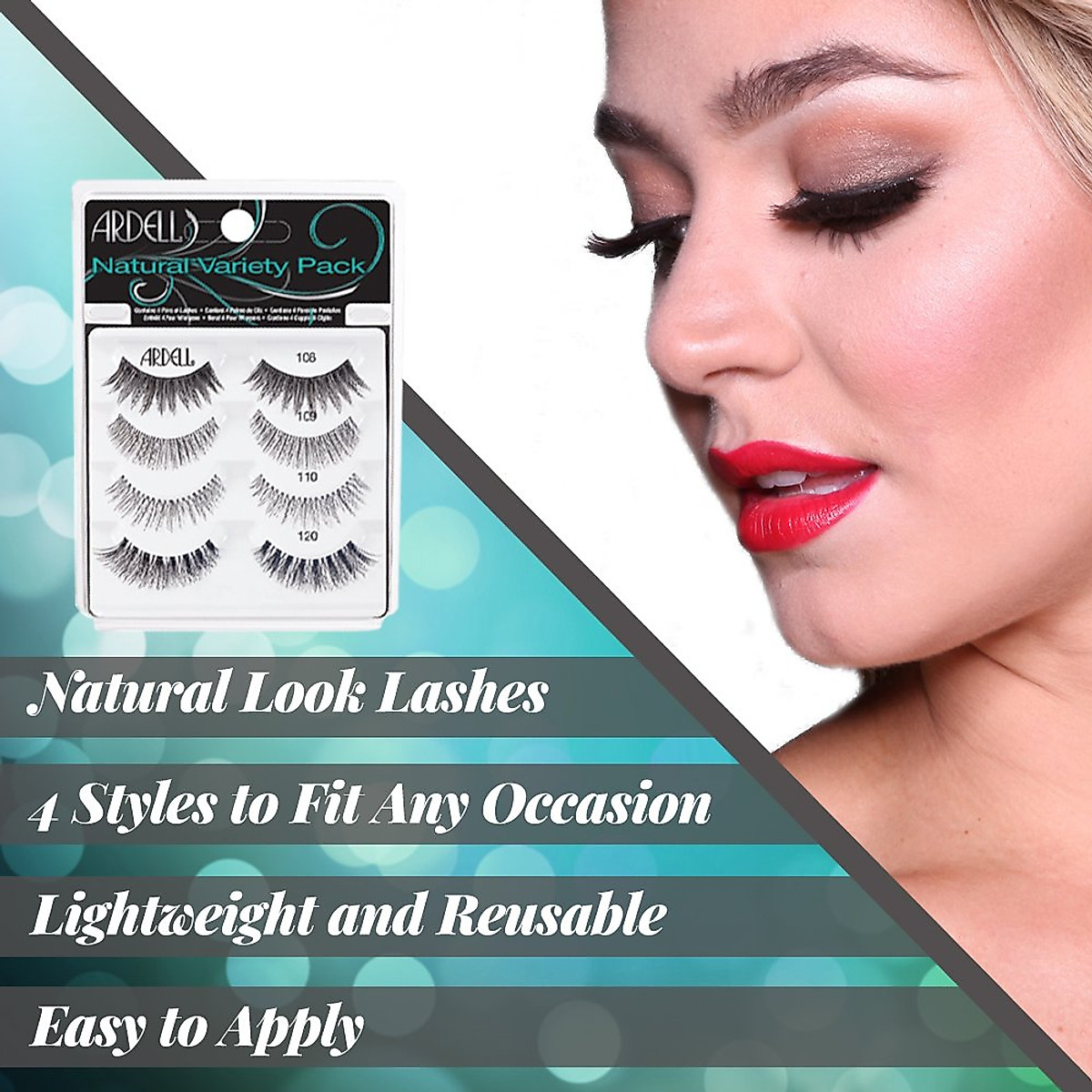 Ardell "Best of" Natural Variety Pack of False Eyelashes, 4 Pairs of Natural Fake Eyelashes