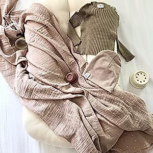 Ely’s &Co. Muslin Swaddle Blanket 2-Pack — 100% Cotton Muslin Extra-Large Swaddle Blankets (47” x 47”) White Tulip on Pink + Stripes